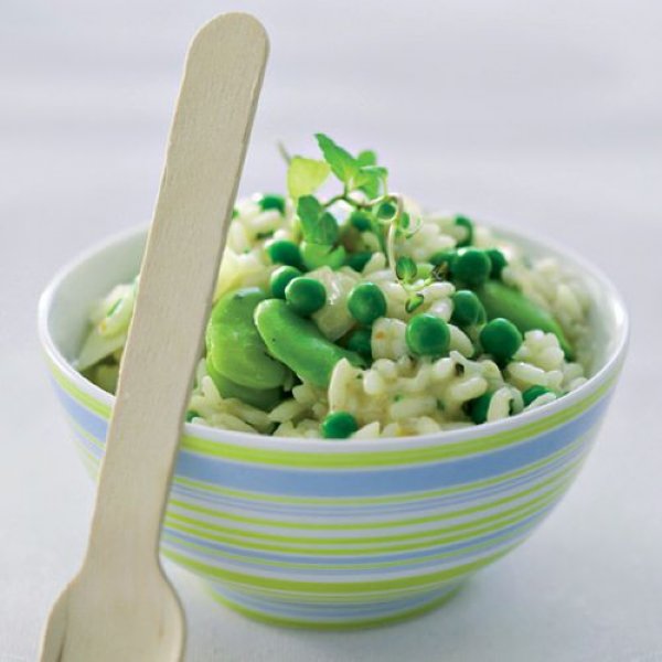 Risotto met doperwten, tuinbonen en mascarpone - recept - okoko recepten