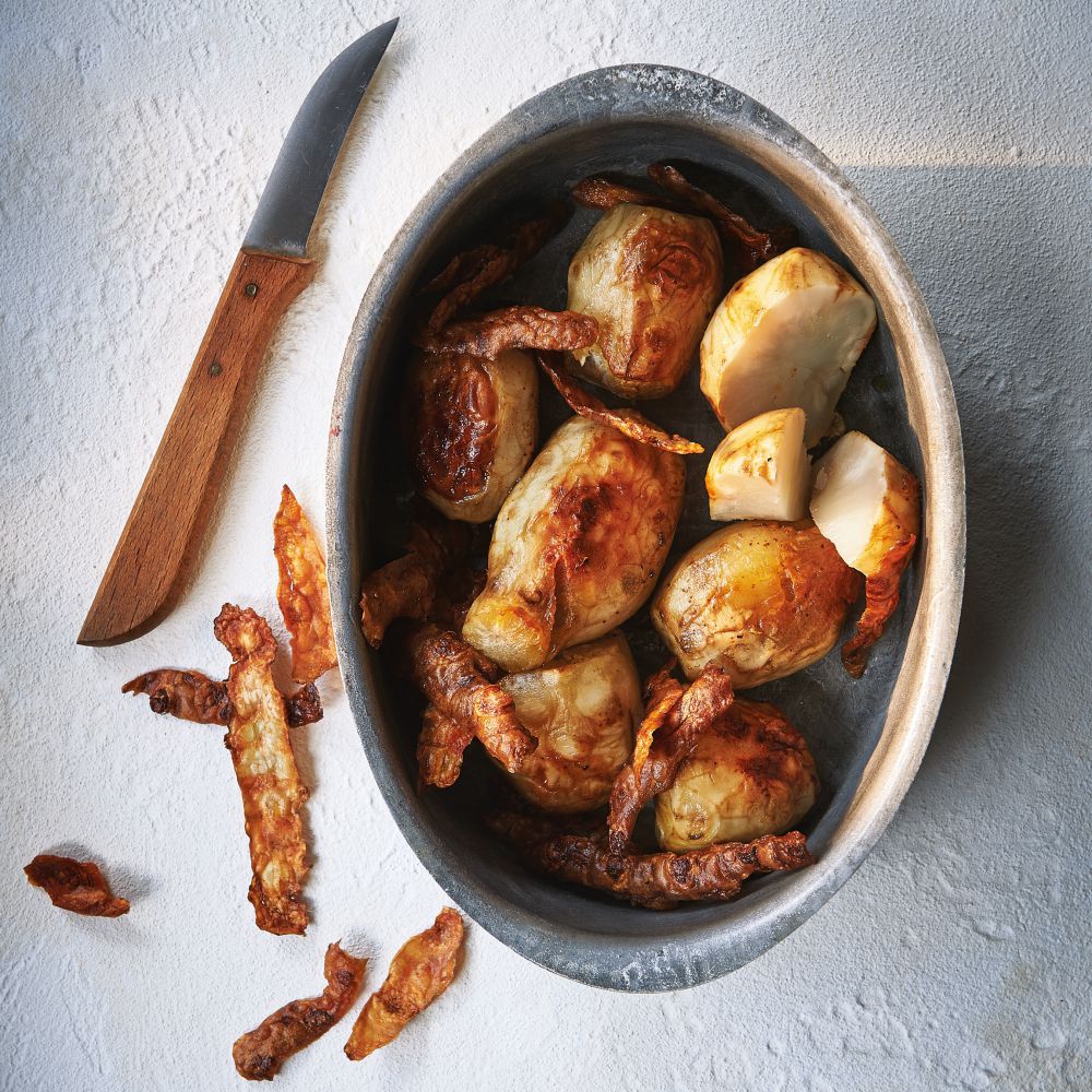 Aardpeer in de schil gegrild - recept - okoko recepten