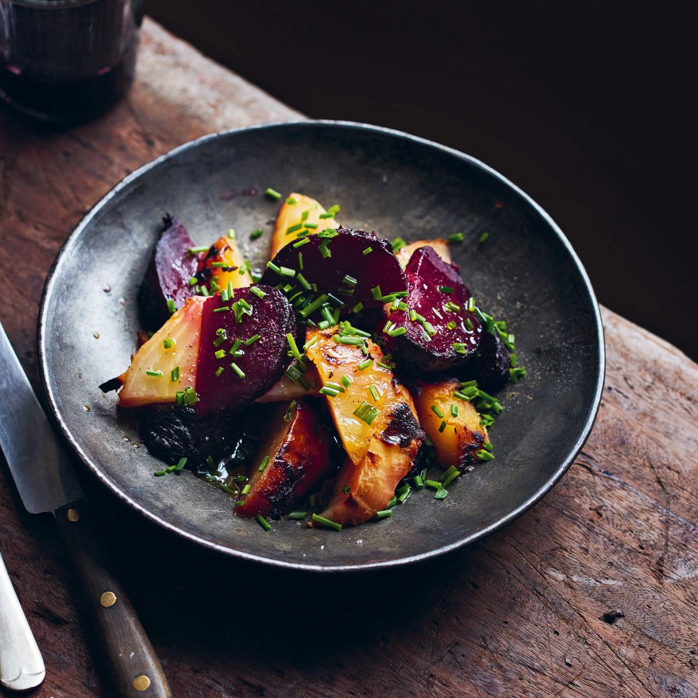Gebakken bietjes met sherryazijn en bieslook - recept - okoko recepten
